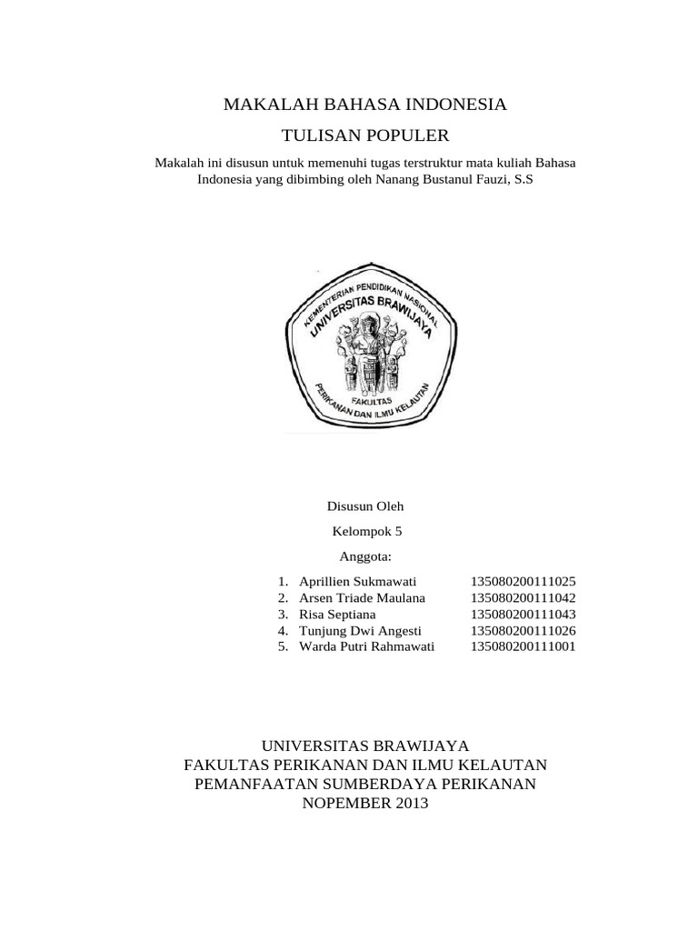 Cover Tulisan Populer | PDF
