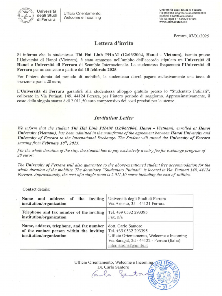 Letter Thi Hai Linh PHAM | PDF