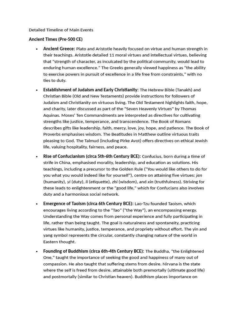 Detailed Timeline of Main Events | PDF | Virtue | Wisdom