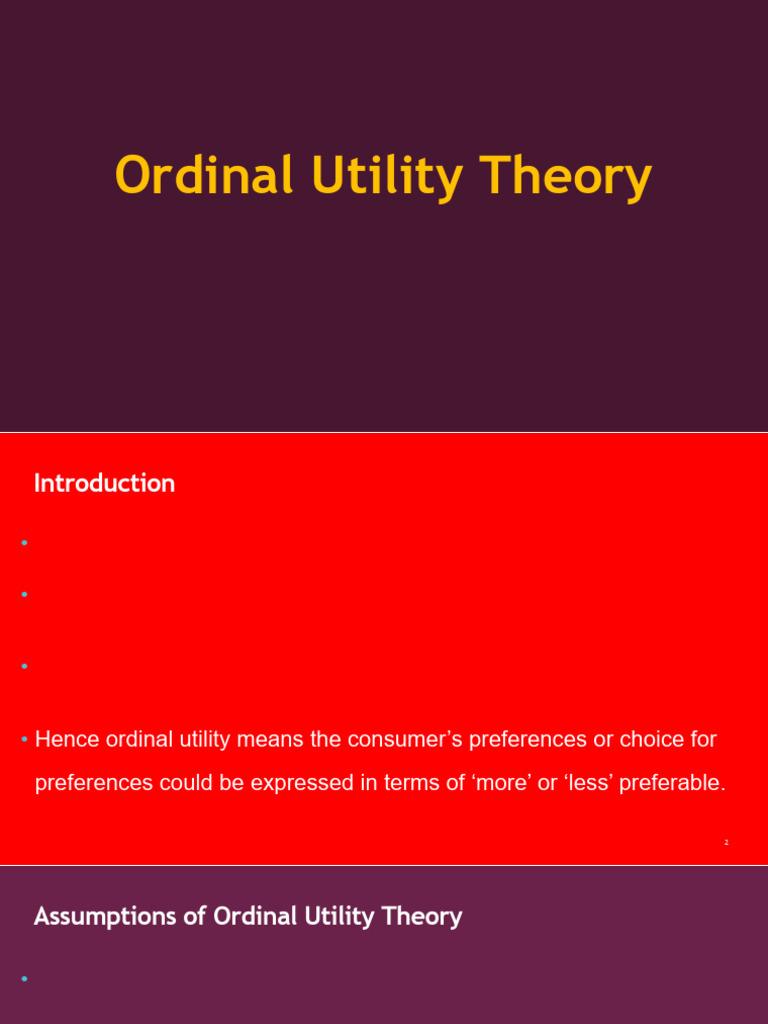 Lecture 2 - Ordinary Utility Theory - 26!09!2025 | PDF | Utility ...