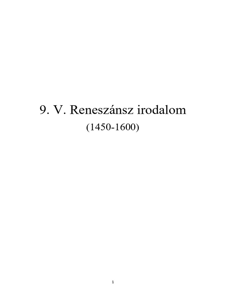Reneszánsz Irodalom | PDF