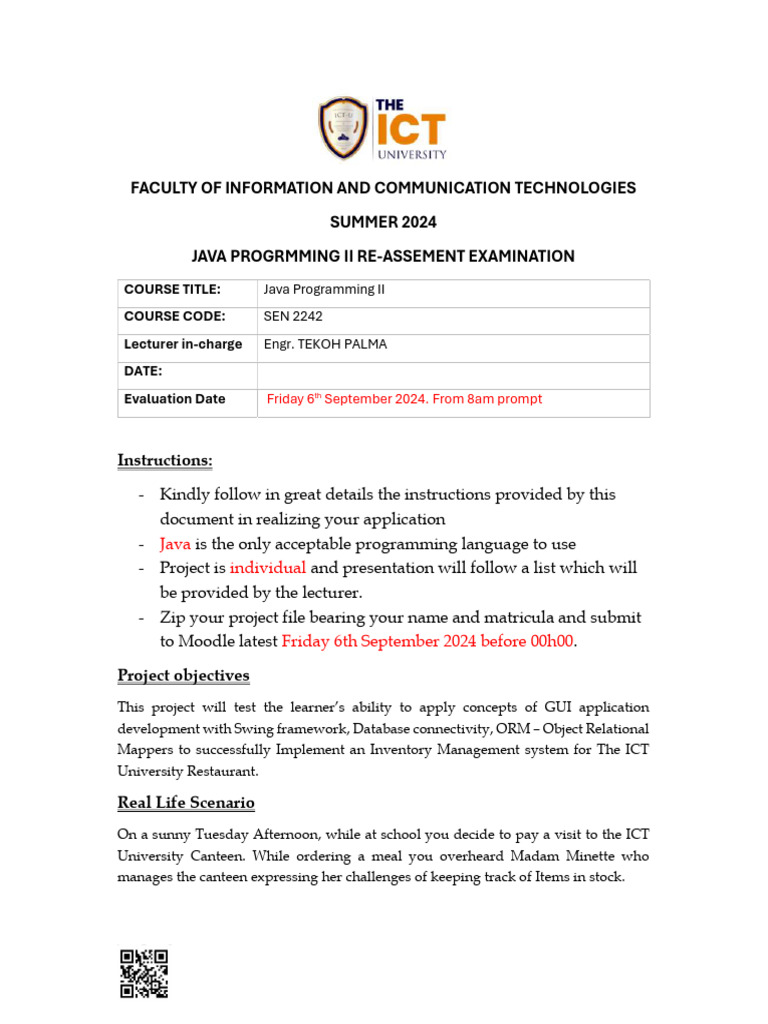Java Programming II Final Re-Assessment Project Exams | PDF | Databases | Java (Programming ...