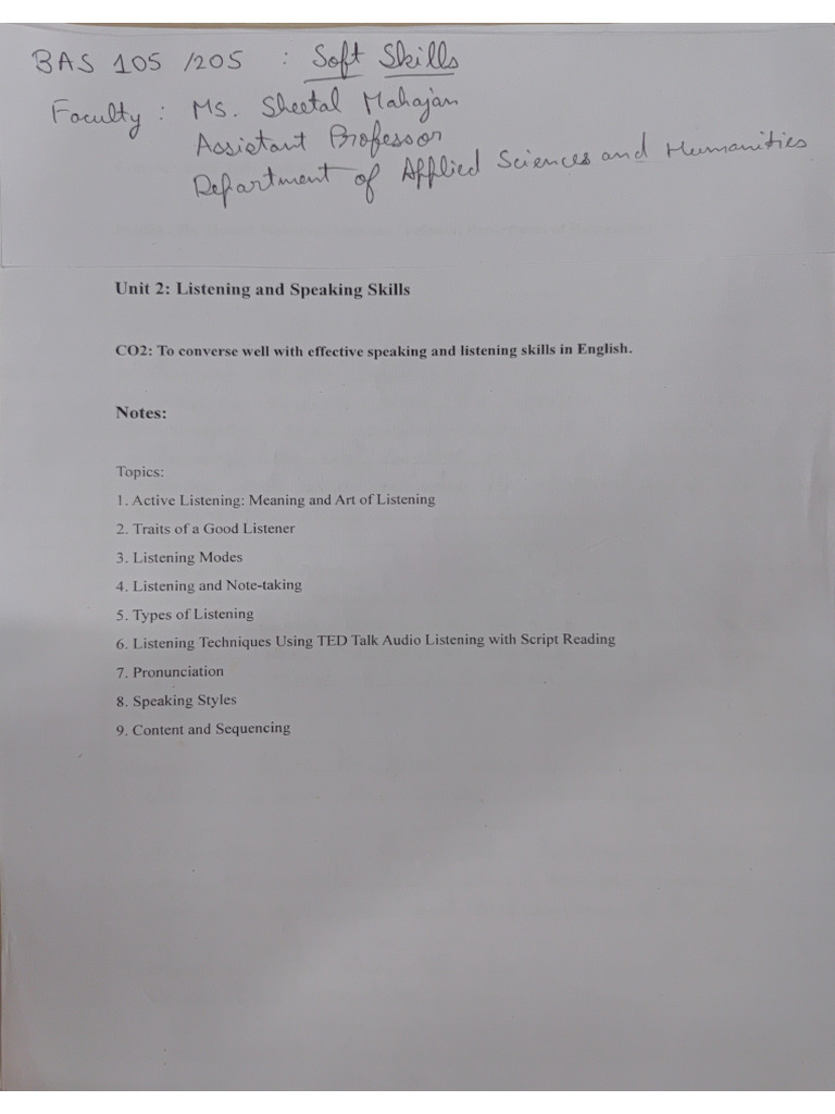 Unit 2 Soft Skills Notes by Ms. Sheetal Mahajan | PDF