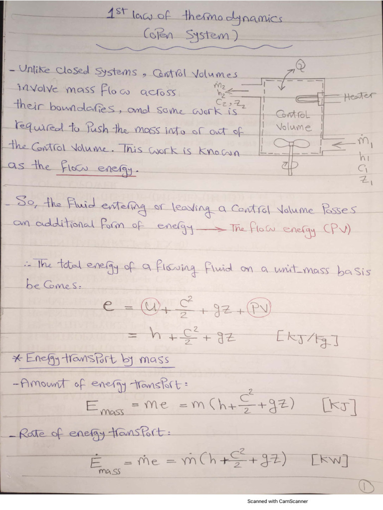 Thermo I (5) - 1st Law Open System | PDF