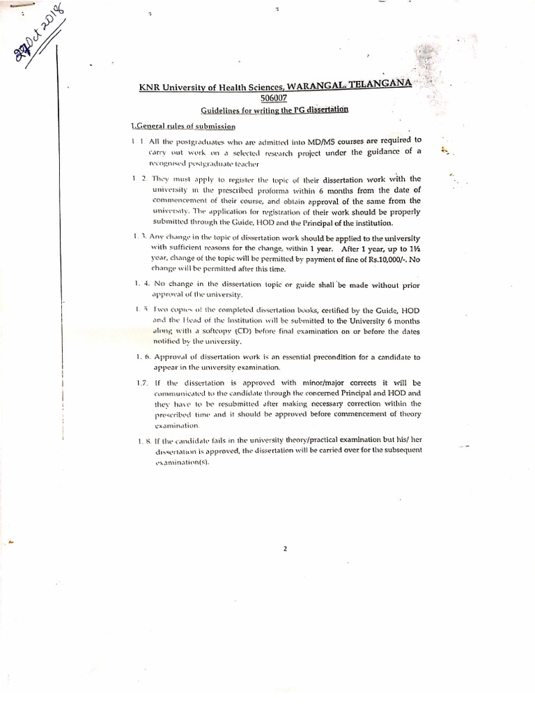 KNR Dissertation Guidelines | PDF