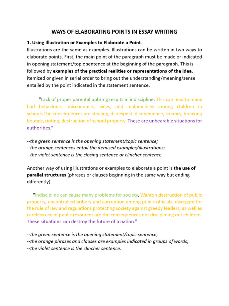 Writing An Essay With Good Elaboration | PDF | Sentence (Linguistics ...