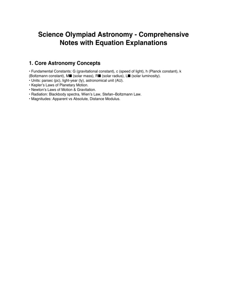 Astronomy Concepts and Equations Guide | PDF