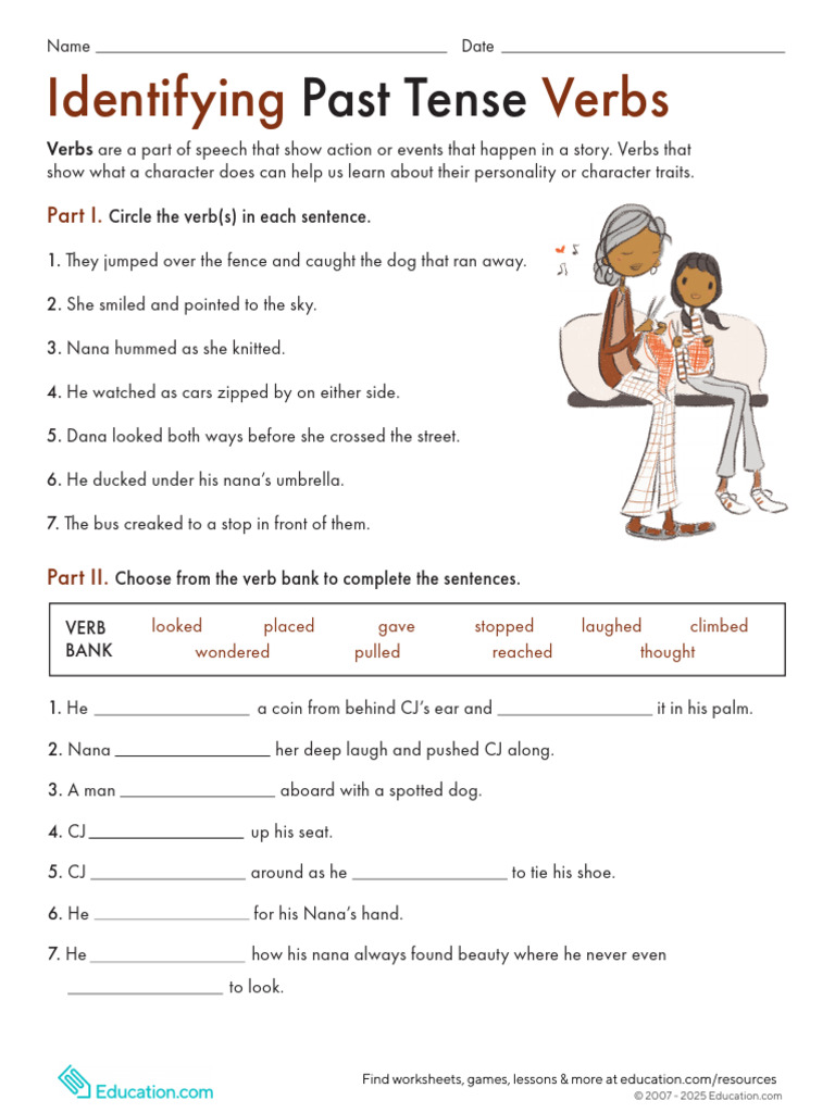 Past Tense Verb Identification Worksheet | PDF
