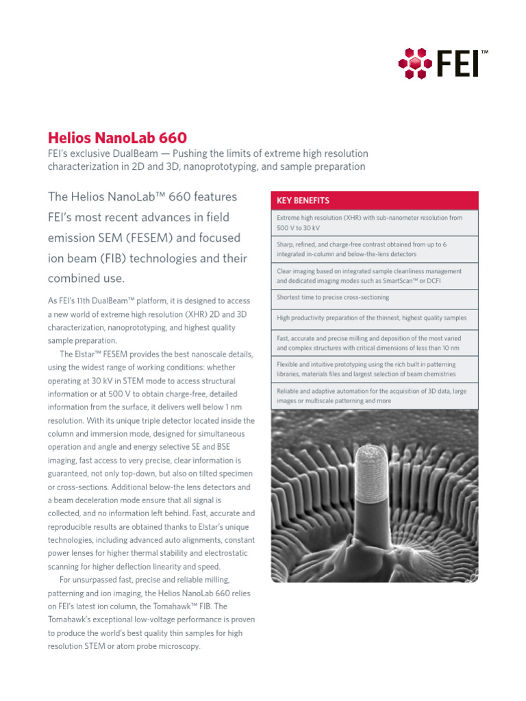 Helios NanoLab 660: Advanced Nanoprototyping | PDF | Scanning Electron ...