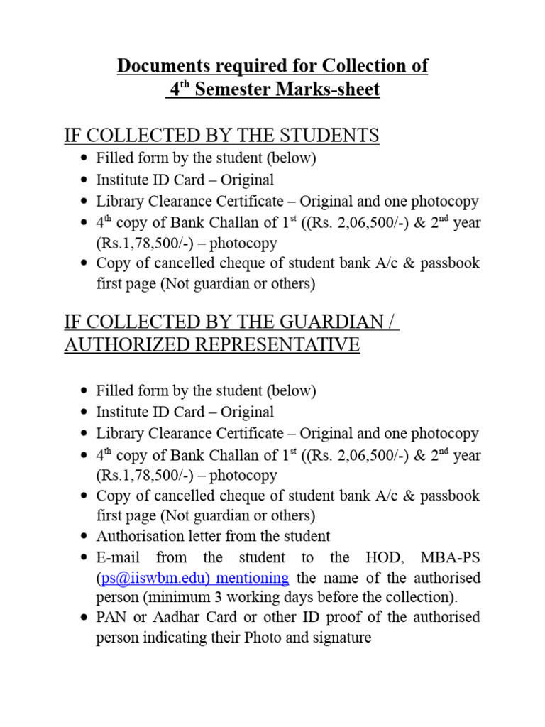 Documents Required For Issuing 4th Semester Marksheet | PDF | Access Control | Authentication