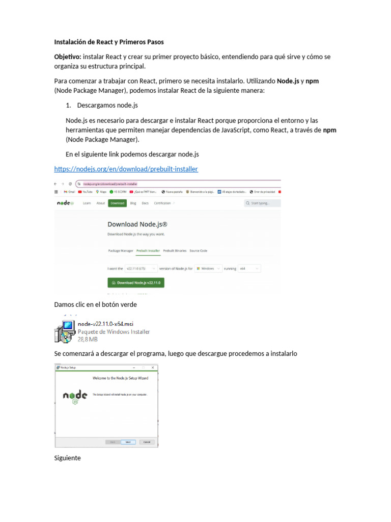 Instalación de React y Primeros Pasos | PDF | Programación de computadoras | Software del sistema