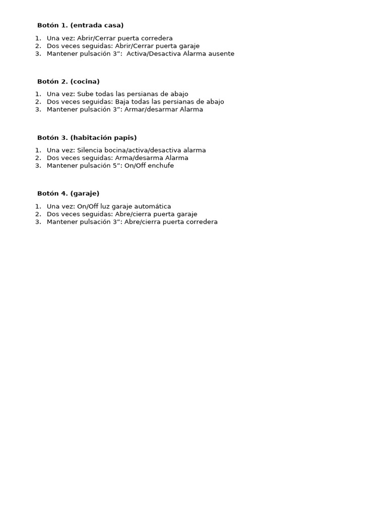 Botones Programacion Home Assistant | PDF
