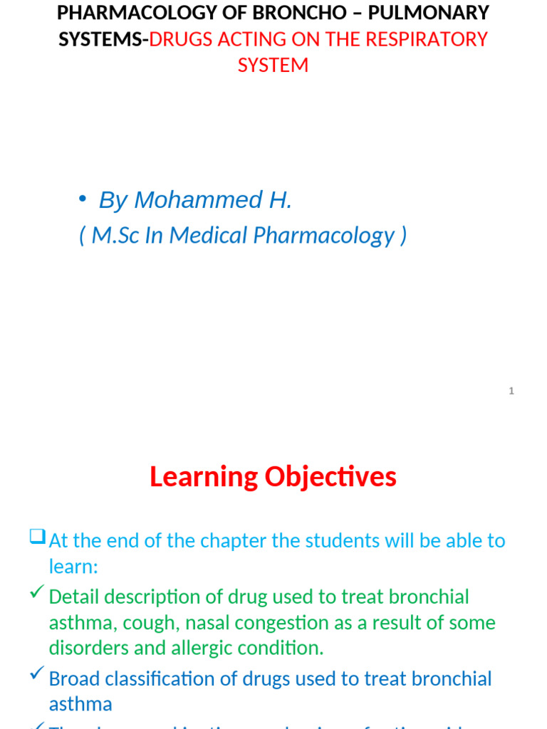 RESPIRATORY DRUGS Main One For Pcii Students 2015 | PDF | Chronic ...