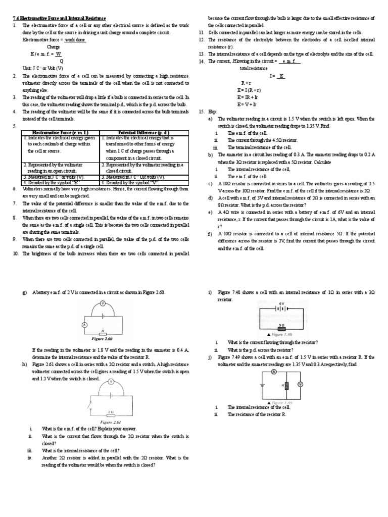7.4 Electromotive Force and Internal Resistance | Series And Parallel ...