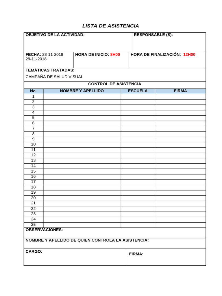 Gca-002 Lista de Asistencia | PDF