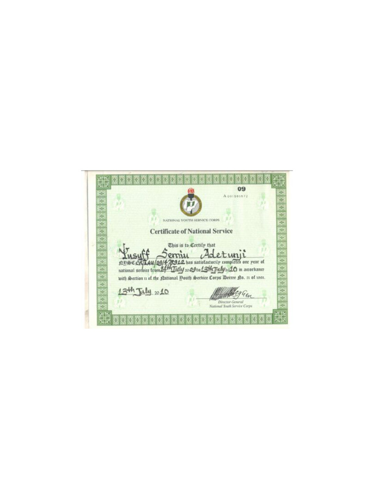 Nysc Cert Edit | PDF