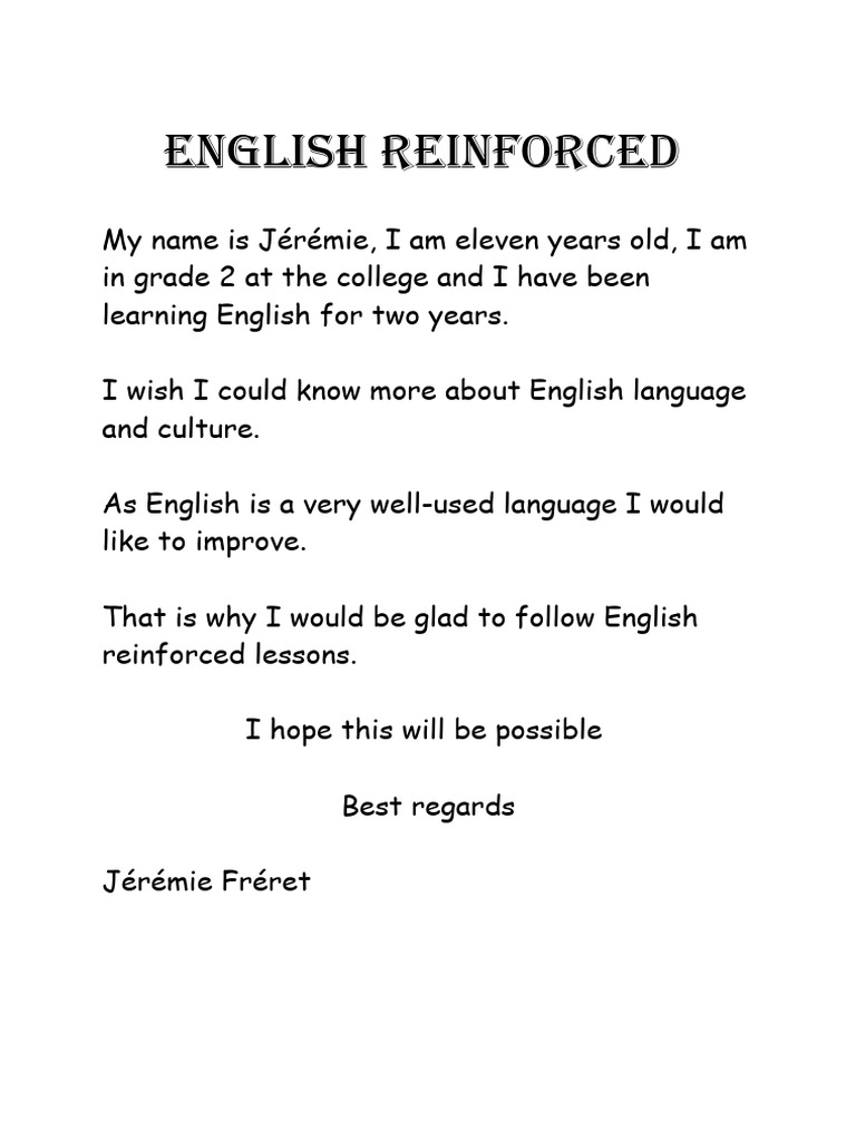 Request for Enhanced English Lessons | PDF