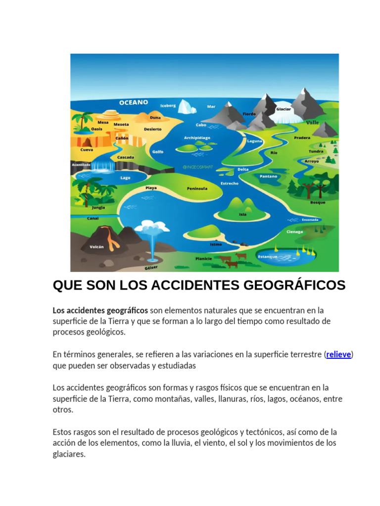 Definición de Accidentes Geográficos | PDF | Montañas | Meseta
