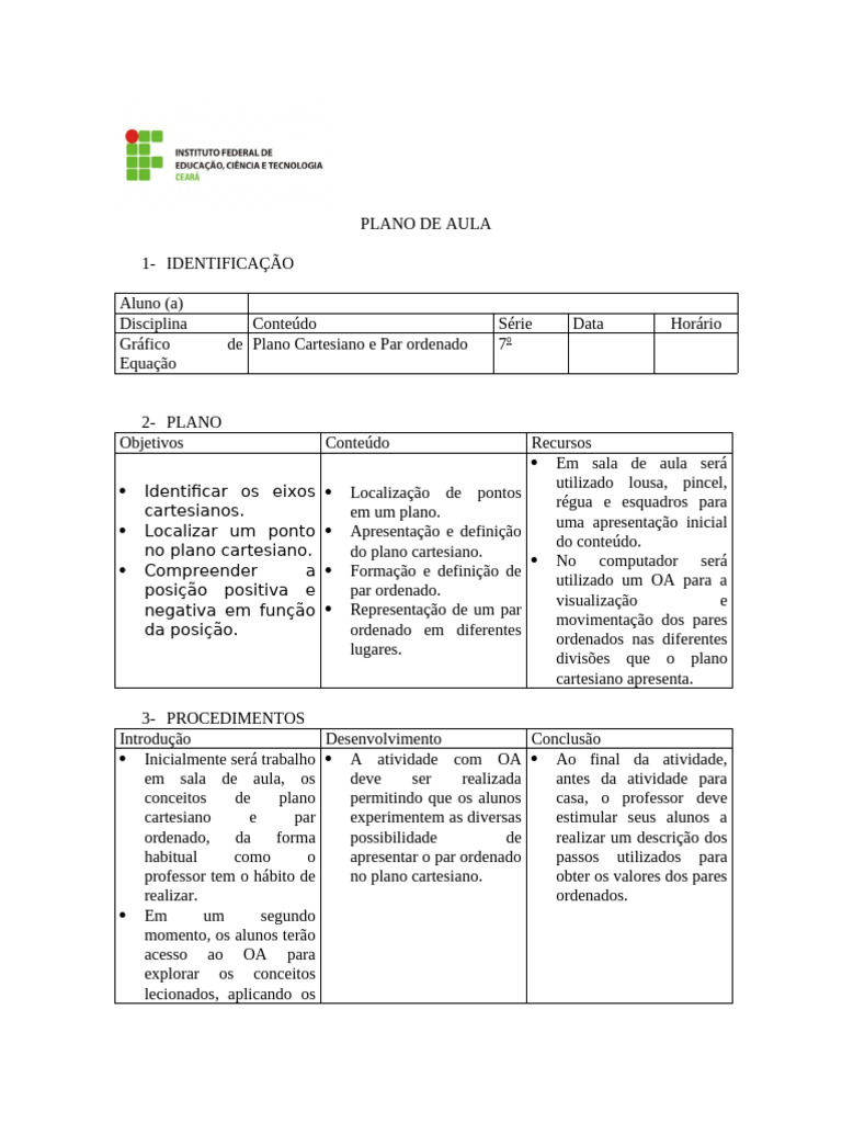 Aula sobre Plano Cartesiano e Par Ordenado | PDF | Sistema de ...