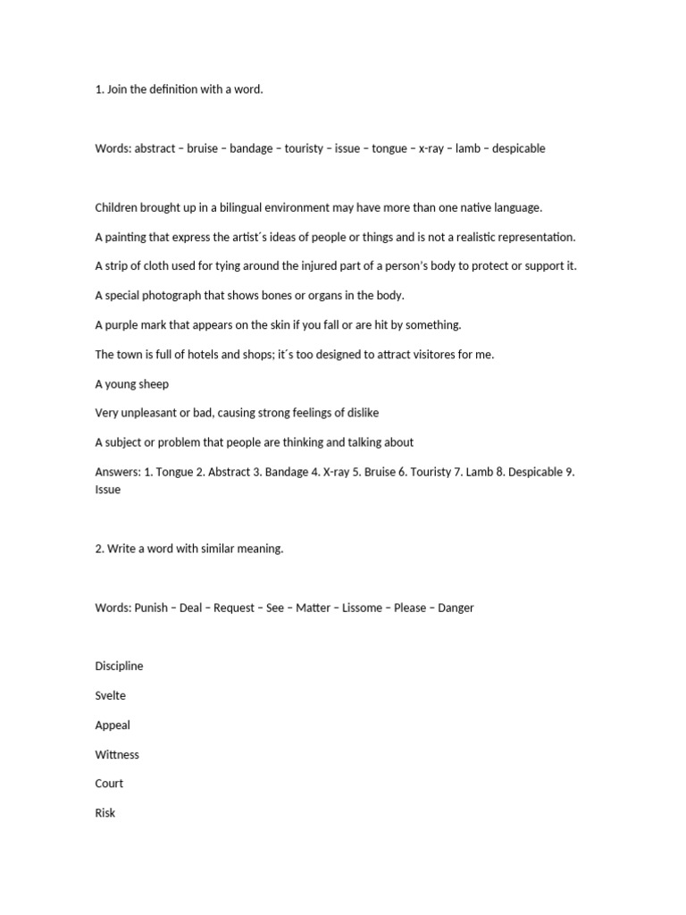 Aptis Advanced Vocabulary Keys | PDF