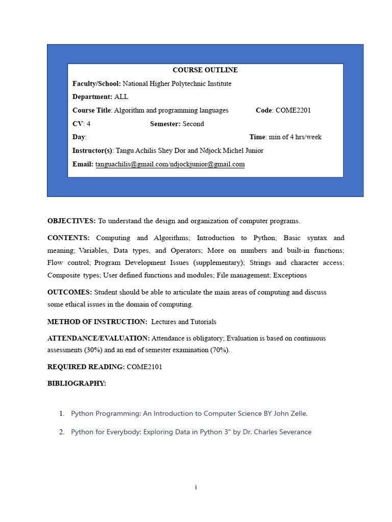 Algorithm and Programming Languages (COME2201) | PDF | Assembly ...