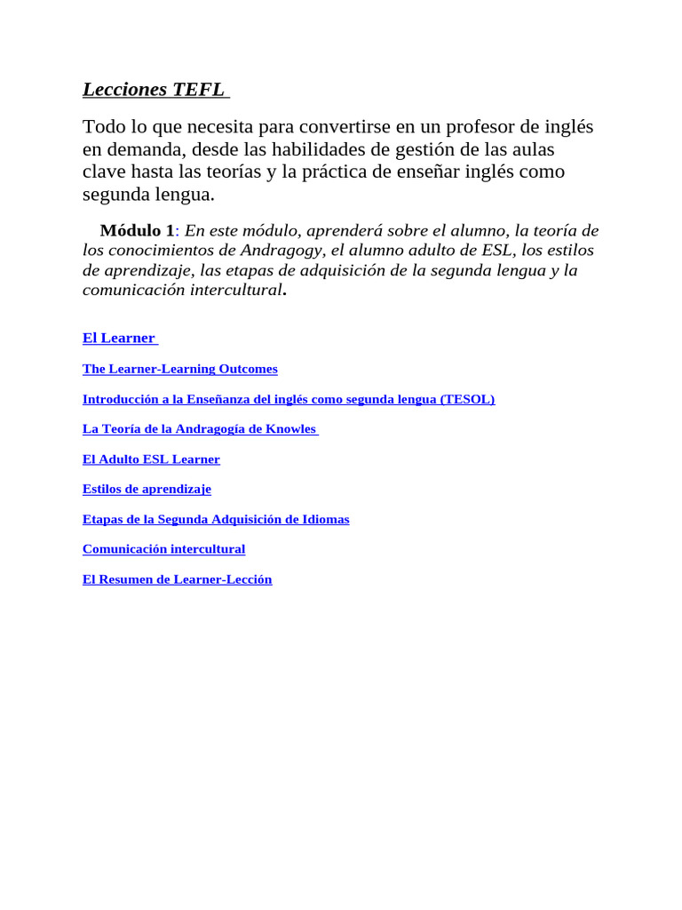 Guía Completa para Enseñar ESL | PDF | English As A Second Or Foreign ...