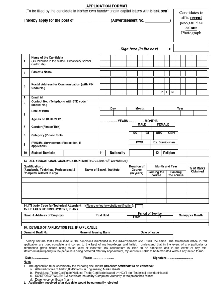 Job Application Format Template | PDF
