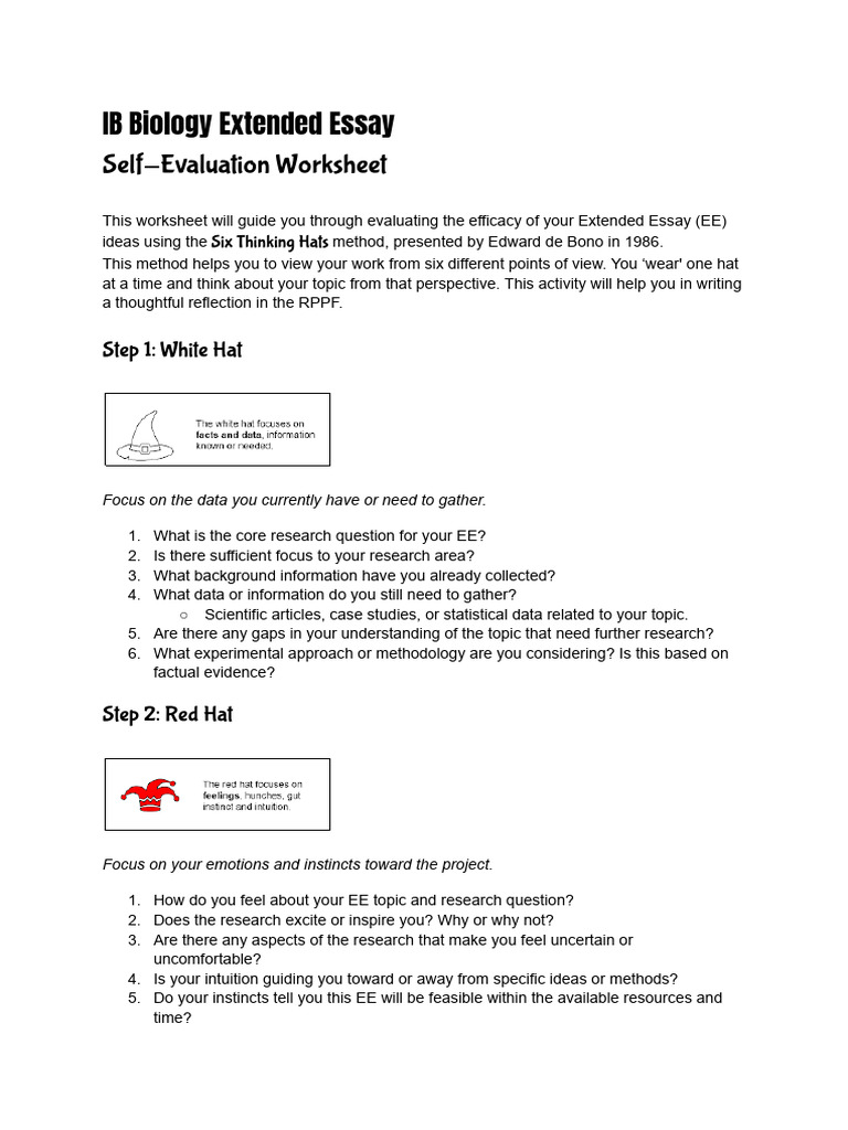 IB Biology EE Initial Self-Evaluation Worksheet | PDF | Methodology ...