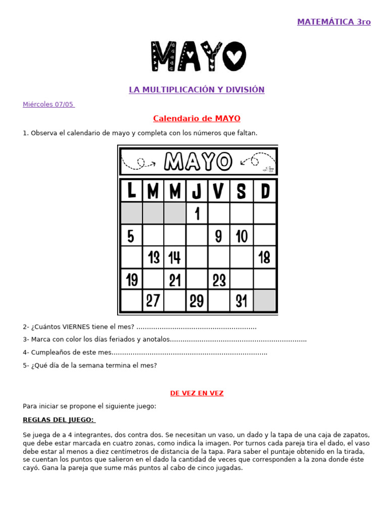 Mayo - Matematica | PDF