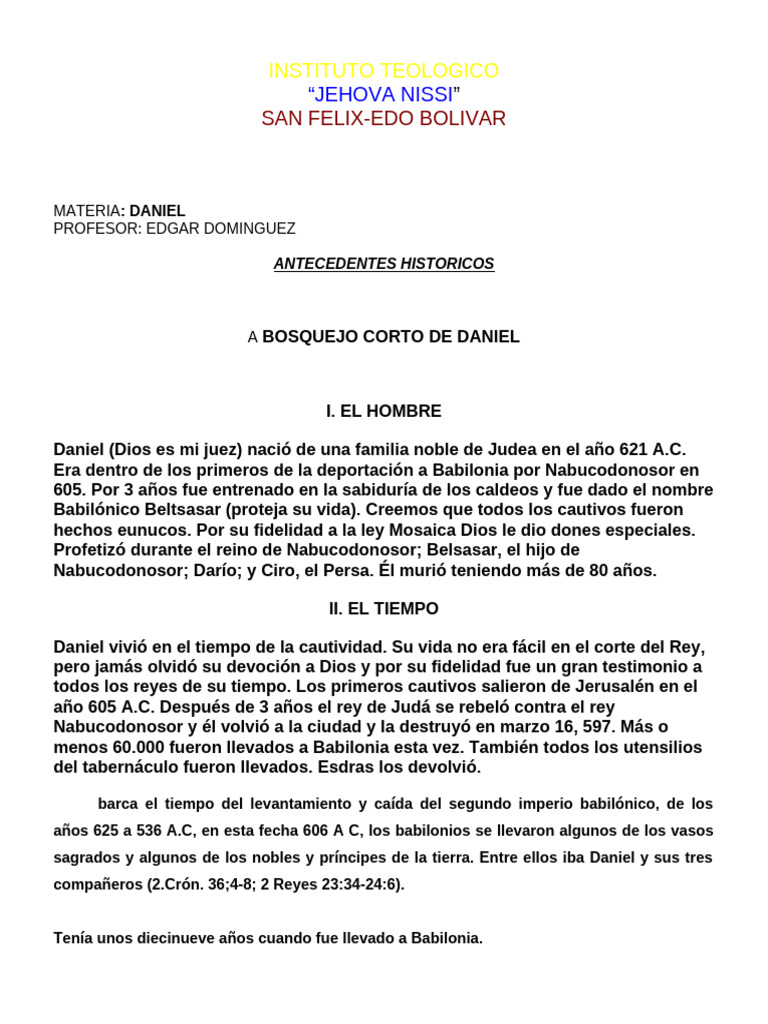 Guia Daniel Inst Nisi | PDF | Daniel (figura bíblica) | Libro de daniel