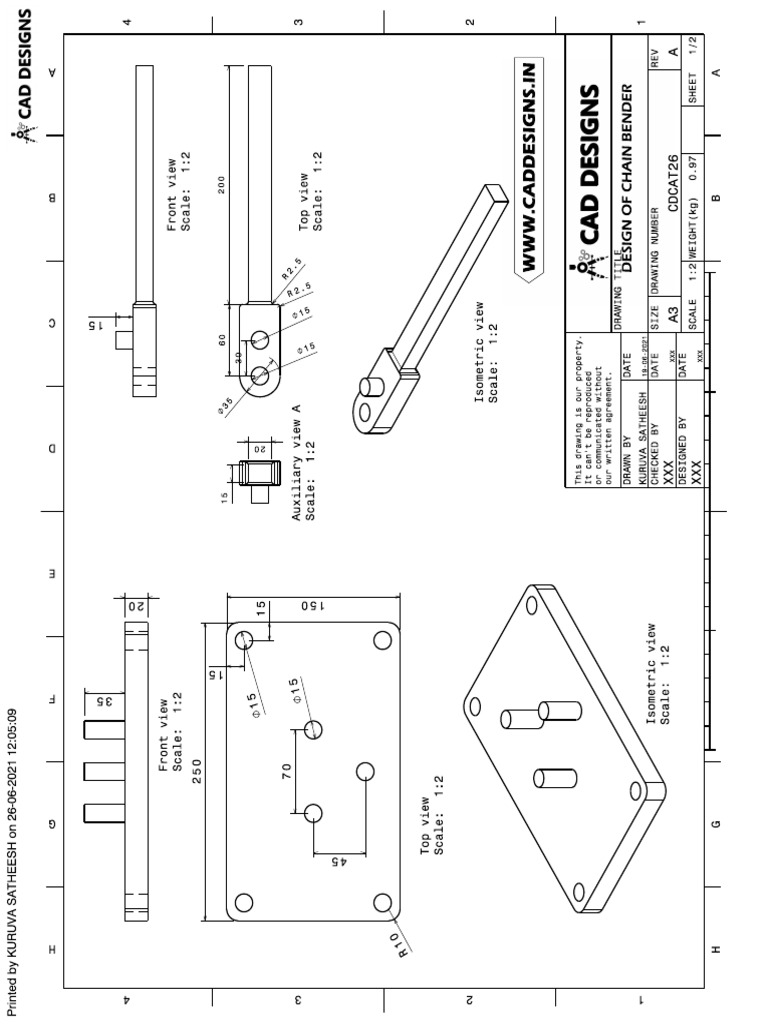 Mechanical Practice Drawing Sheets For AutoCAD CATIA NX SOLIDWORKS and ...