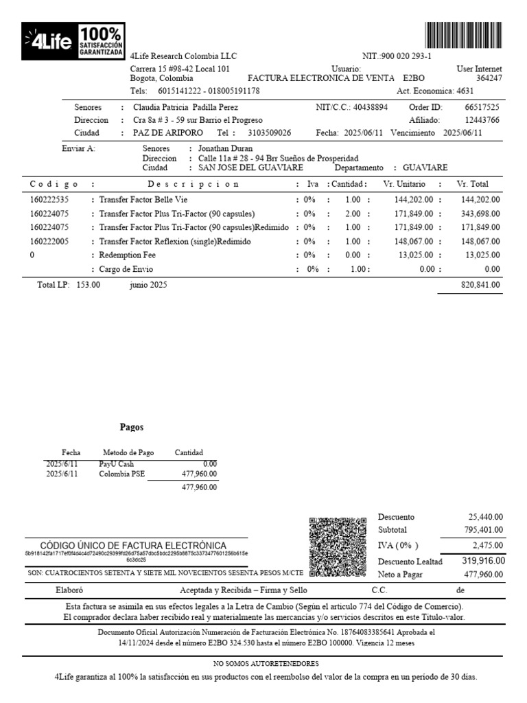 Pagos: Código Único de Factura Electrónica 319,916.00 | PDF | Pagos