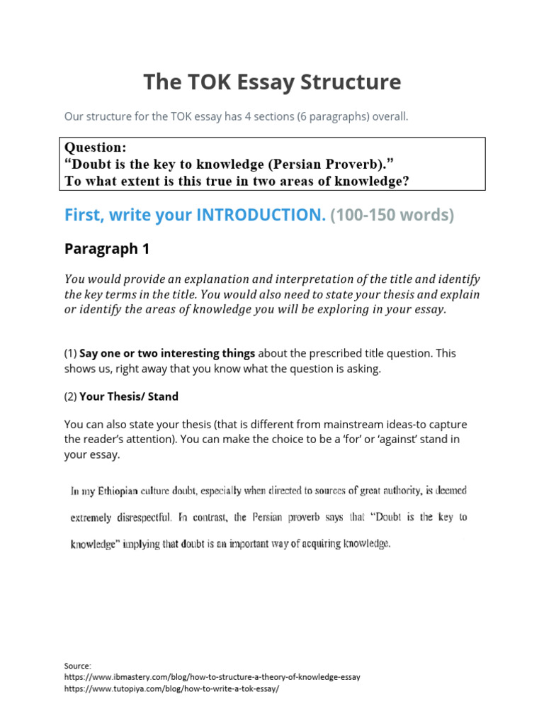 The TOK Essay Structure | PDF | Knowledge | Essays