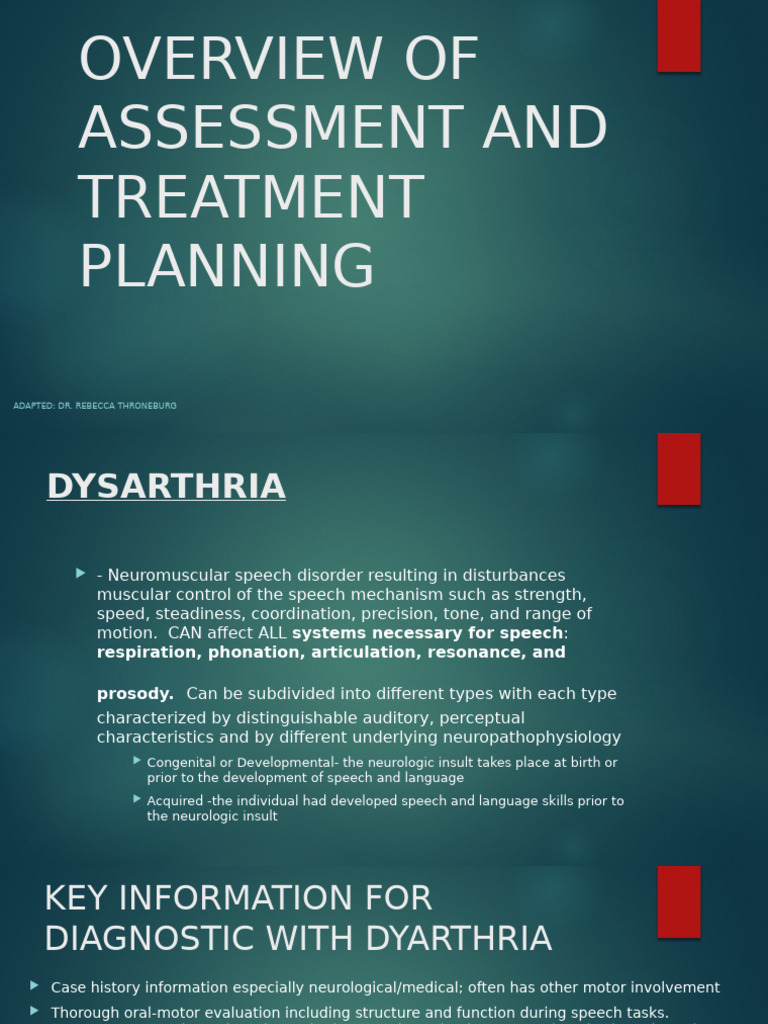 Dysarthria Assessment and Treatment Guide | PDF | Speech | Human ...