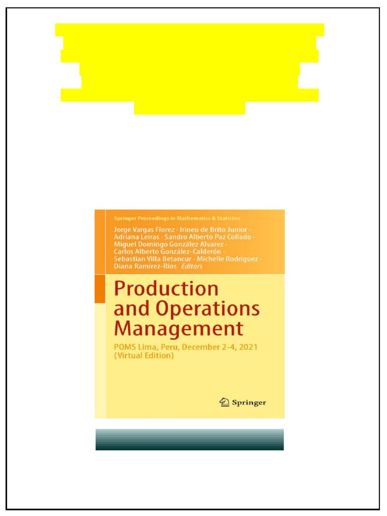 Production and Operations Management 1st Edition by Jorge Vargas Florez ...