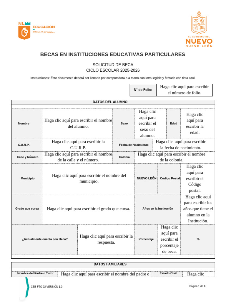 Solicitud de Beca 2025-2026 | PDF
