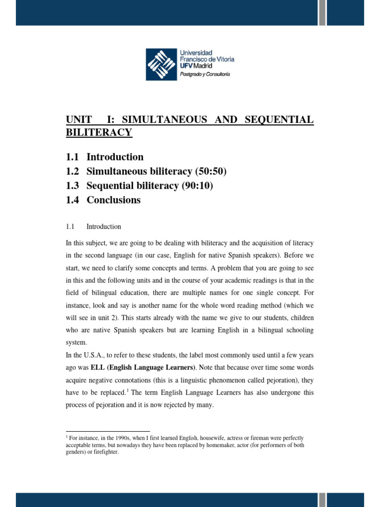 UNIT 1 BILITERACY Notes | PDF | Multilingualism | Literacy