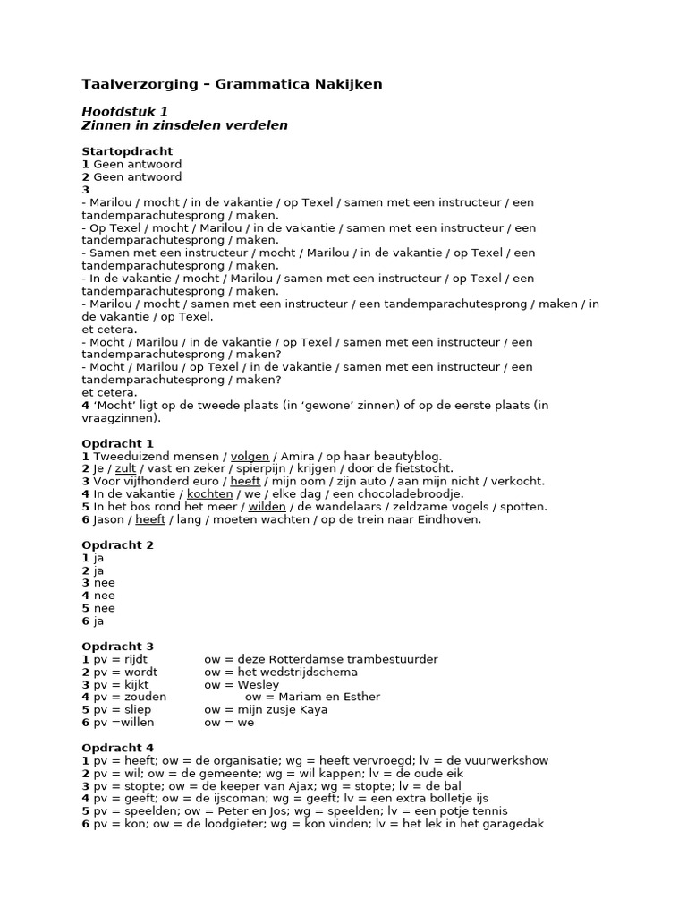 2 MAVO Grammatica Antwoorden | PDF