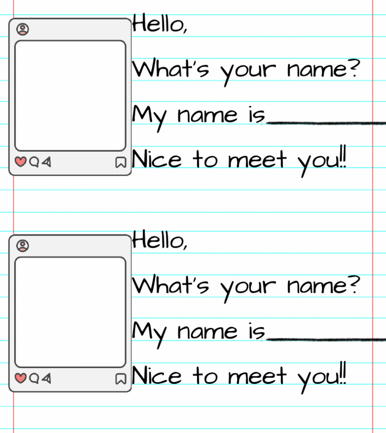 Hello, What's Your Name My Name Is Nice To Meet You!! | PDF