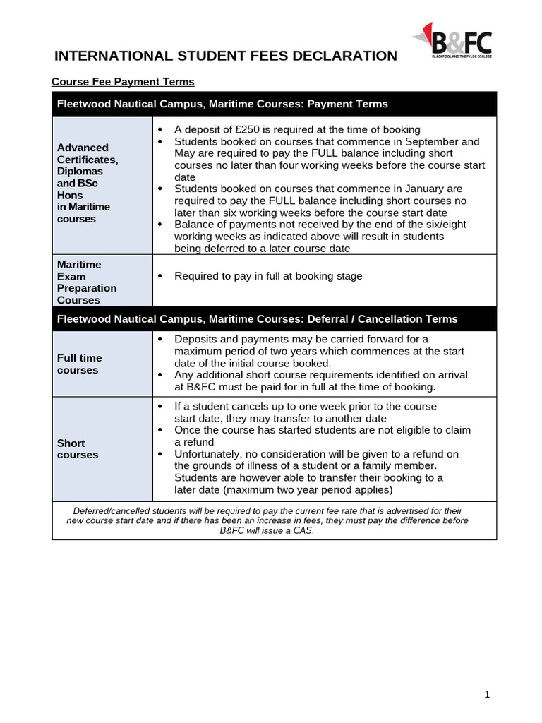 International Student Fees Declaration - April - 23 | PDF | Credit Card ...