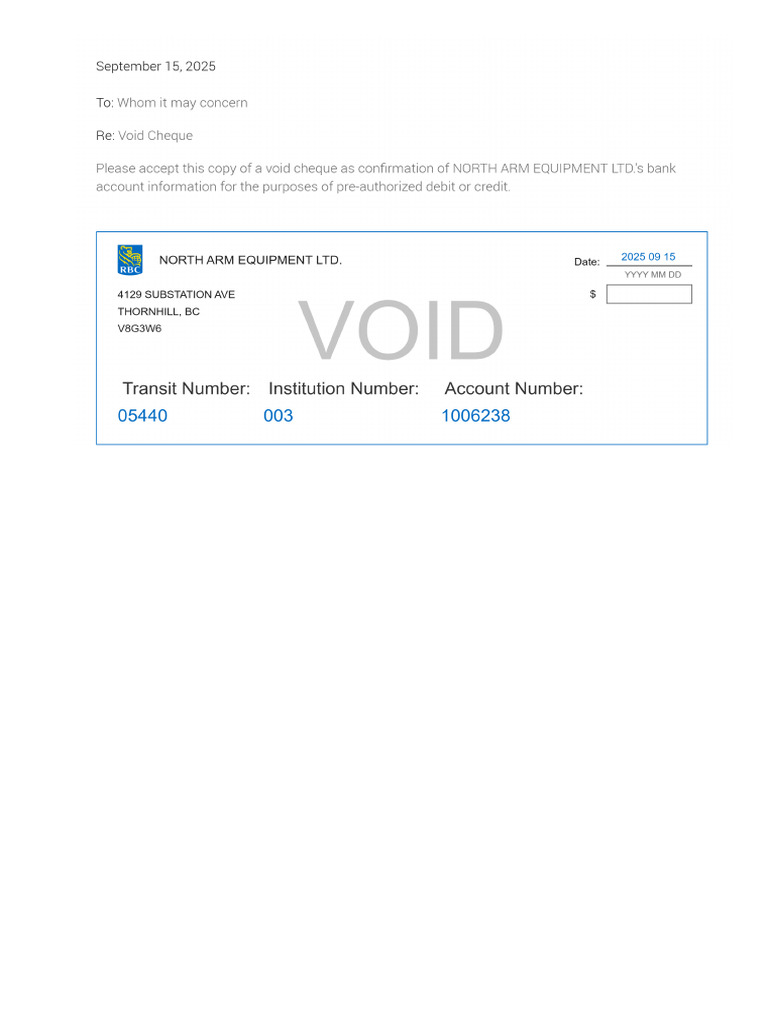 View and Print Void Cheque - RBC Online Banking | PDF