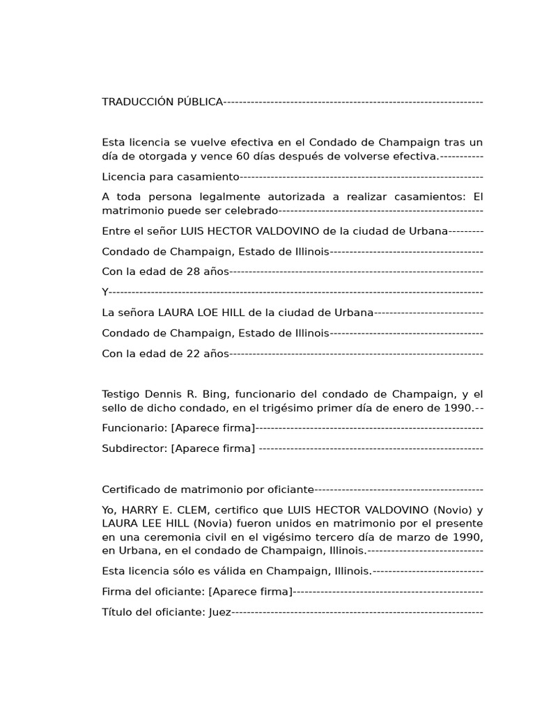 Licencia de Matrimonio en Champaign, IL | PDF