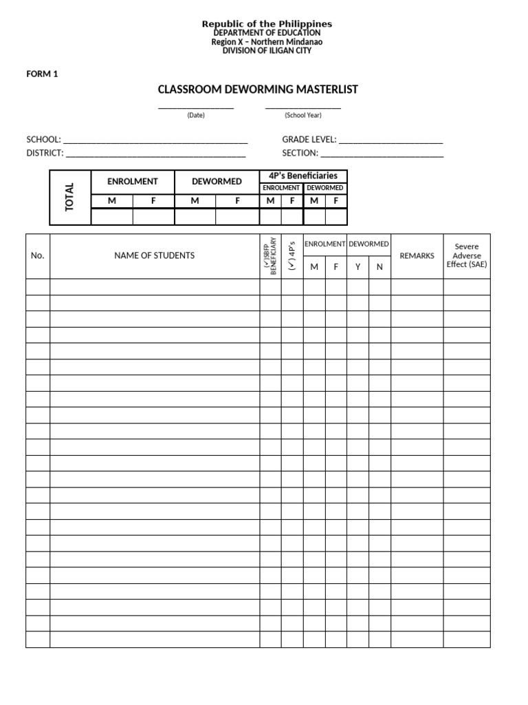 Deworming Forms 123 Revised 2019 | PDF | Educational Years | Government
