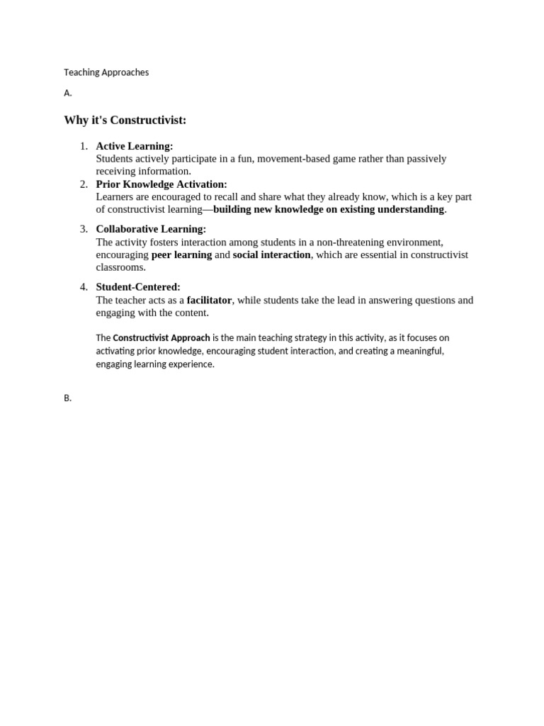 Constructivist Teaching Strategies | PDF