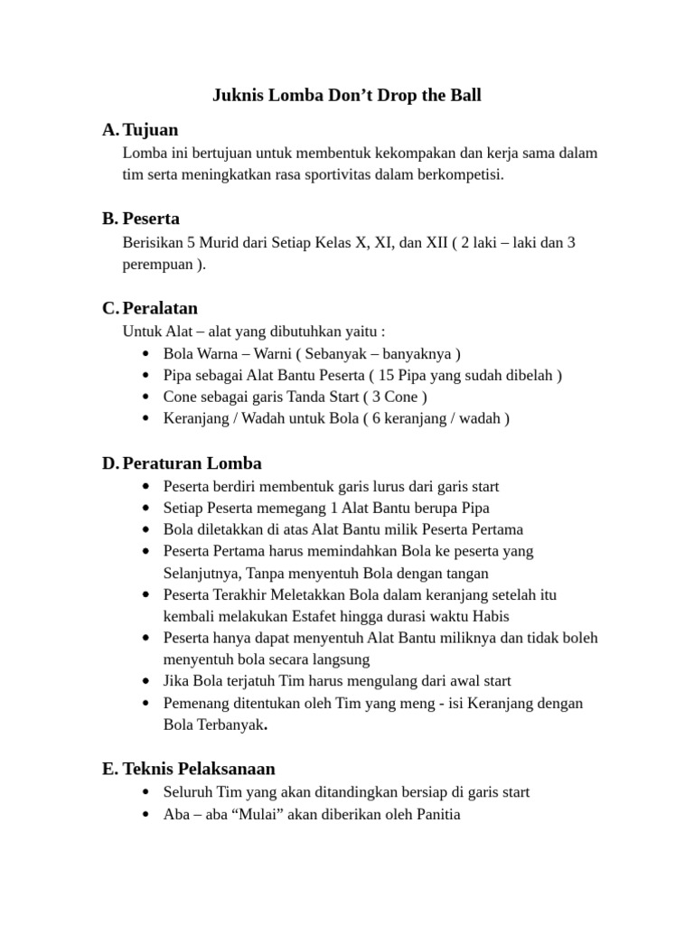 Juknis Lomba Don't Drop the Ball | PDF