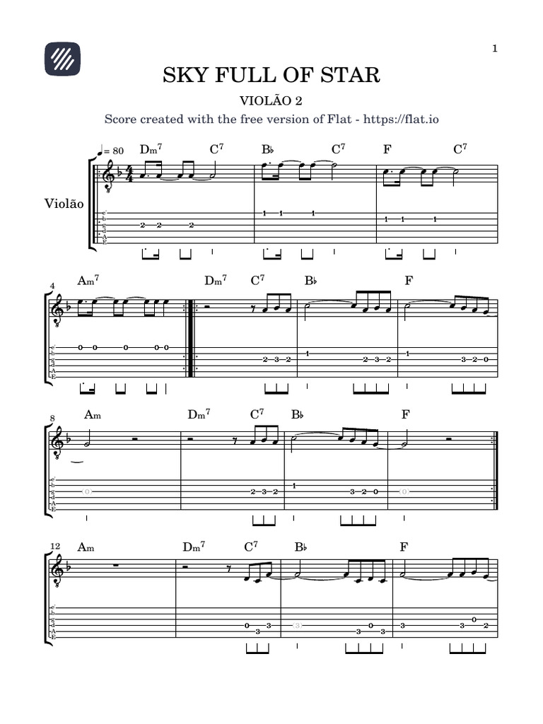 Sky Full of Stars Violão Chords | PDF