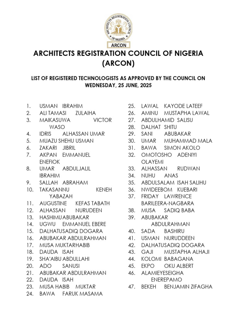 Registered Technologists 25-06-2025 | PDF