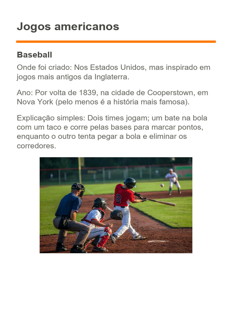 História do Baseball nos EUA | PDF