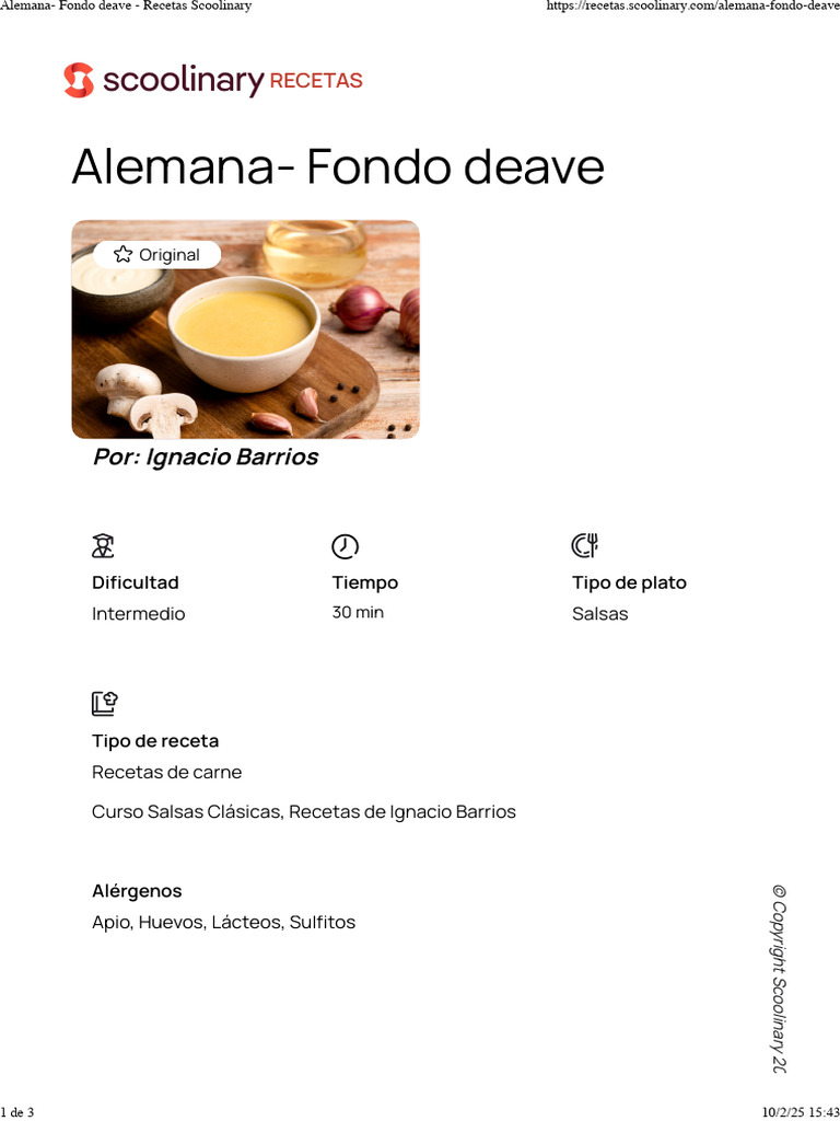 Salsa Alemana de Fondo de Ave | PDF | lactoso | Cocina occidental