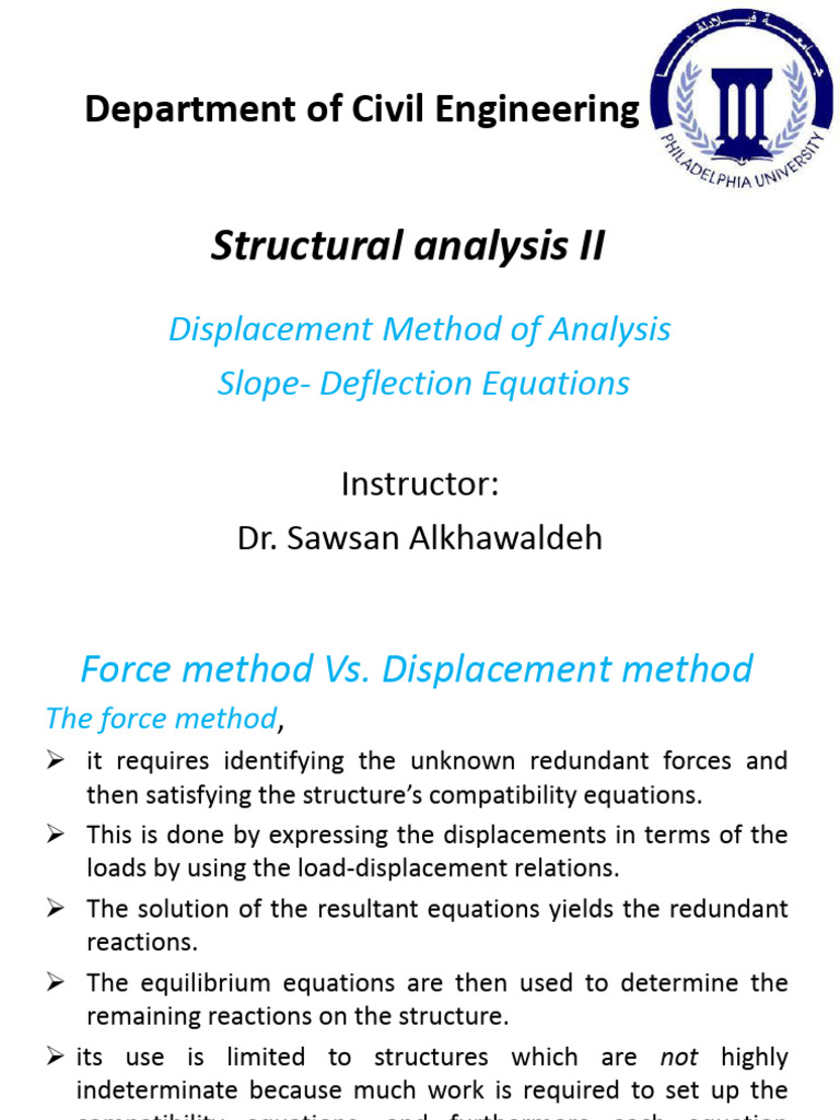 Chapter (11) Displacement Force Method - Slope Deflection Equations | PDF | Beam (Structure ...